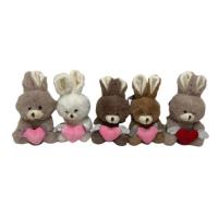 China 15cm 5 Colors Cute Plush Rabbit with Heart Toy Adorable Valentine Day Gift Soft Stuffed Animal for sale
