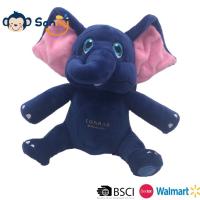 China 20cm Soft Blue Plush Baby Elephant Toy with Pink Ears - PP Cotton Filling for Home Decor & Kids Play for sale