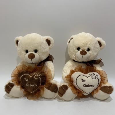 China 20cm 2 Assorted Cute Plush Teddy Bears with Heart for Valentine's Day Gifts for sale