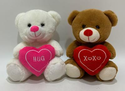 China 20cm Plush Stuffed Teddy Bear with Heart Toy Soft Cuddly Valentine Gift 2 Colors for sale