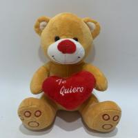 China 20 cm Yellow Plush Bear with Red Heart Toy Cute Valentine Gift Soft Stuffed Animal for sale