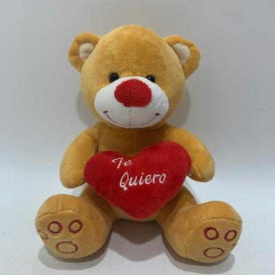 China 20 cm Yellow Plush Bear with Red Heart Toy Cute Valentine Gift Soft Stuffed Animal for sale