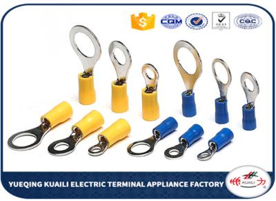 China Brass / Copper Insulated Crimp Wire Ring Terminal 22 - 16 AWG High Conductivity for sale