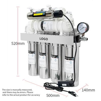 China 304 Stainless Steel RO UV Water Purifier 600G 0.0001μM for Drinking Water for sale