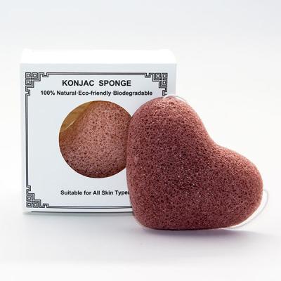 China Vegan Various Colors Natural Heart Konjac Sponge for Face and Body Wash for sale