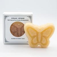 China Facial Cleaning Organic Natural Konjac Baby Bath Sponge Butterfly Oval Shaped for sale