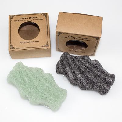 China Wave Shaped Organic Skincare Body Bath Konjac Sponge for sale