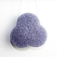 China Tripetal Flower Brighten Face Lavender Konjac Sponge Mild Non Irritating for sale