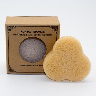 China BSCI OEM Private Label 7.7*3cm Facial Konjac Sponge Tri Petal Flower Shape for sale