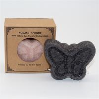 China Large Butterfly Shape Bamboo Charcoal Konjac Sponge OEM Logo for sale
