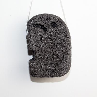 China Black Elephant Shape Konjac Fiber Sponge 100 Pure Charcoal Bath Sponge for sale