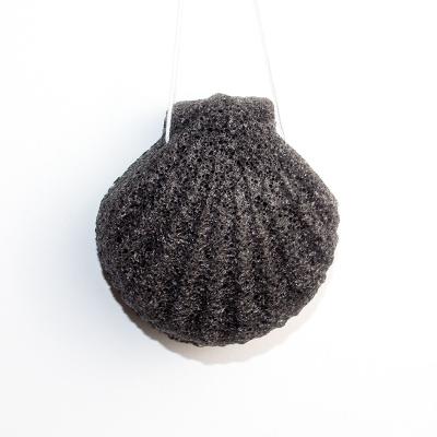 China BSCI Scallop Shape Bamboo Charcoal Face Sponge Konjac For Sensitive Skin for sale
