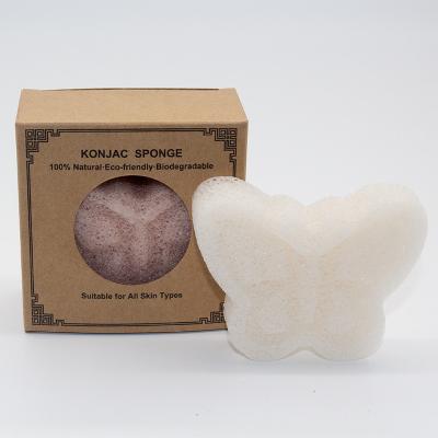 China HIJU Bamboo Charcoal Natural Konjac Sponge Butterfly Bath Sponge For Dry Skin for sale
