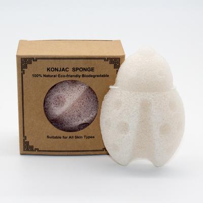 China White Konnyaku Ladybug Bath Sponge Alkaline Konjac Facial Sponge For Cleansing for sale