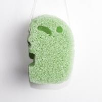 China Sensitive Skin Washable Green Tea Konjac Sponge Exfoliator Face Wash Facial Cleanser for sale