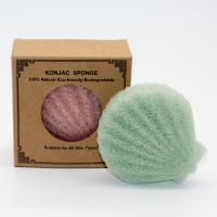 China Sensitive Skin Washable Green Tea Konjac Sponge Exfoliator Face Wash Facial Cleanser for sale