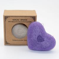 China Private Label Skin Care Heart Konjac Sponge Organic Disposable Bamboo Charcoal Sponge for sale
