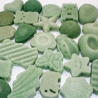 China MSDS Baby Green Tea Konjac Sponge Exfoliating Sponge For Sensitive Skin for sale