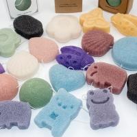 China Soft Shell Bamboo Charcoal Konjac Sponge No Plastic Dead Skin Exfoliator Sponge for sale