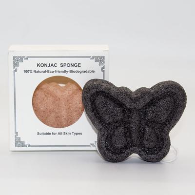China Black Yellow Butterfly Shape Konjac Cleaning Sponge No Preservatives for sale