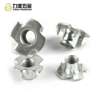 China Zinc Plated Tee Nut Inserts For Wood 4 Prongs DIN1624 M4-M12 for sale