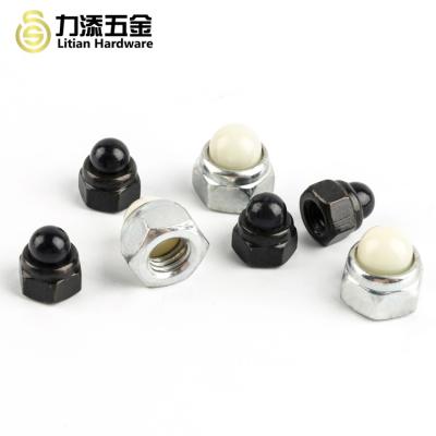 China Rubber Hex Stainless Steel Cap Nuts Nature Color GB/T19001 Approved  DIN1587 for sale