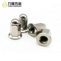 China Rubber Hex Stainless Steel Cap Nuts Nature Color GB/T19001 Approved  DIN1587 for sale