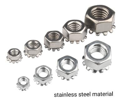 China Galvanized Locking Acorn Nut , DIN6923 Locking Acorn Nut Colored Plating M3-M10 for sale