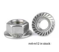 China Hex Flanged Nyloc Nuts M7 Cold Galvanized Powder Coated ISO 9001 Approved for sale
