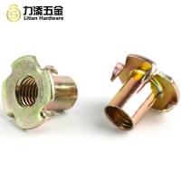 China Tee nuts toothed 4 prong spring nuts T-Nut sliding drop slot four claw  M6 din1624 for sale