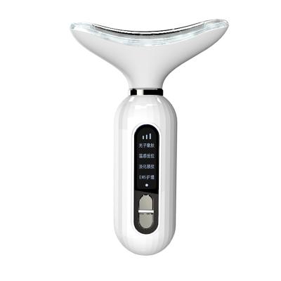 China Rechargeable 4 modes neck care beauty machine for wrinkle removal with EMS and heating vibration for sale