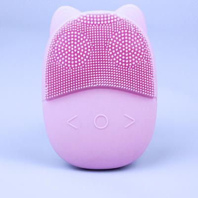 China Cute rechargeable silicon facial cleansing brush for deep cleaning with high frequency vibration for sale