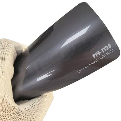 China PPF-7128 Chrome Metal Light Gold Color Paint Protection Film For Car Scratch for sale