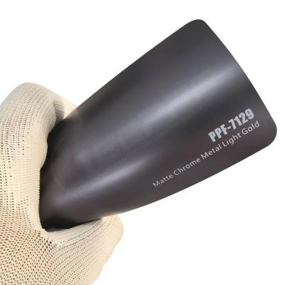 China PPF-7129 Matte Chrome Metal Light Gold Color Paint Protection Film For Car Scratch for sale