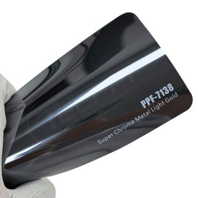 China PPF-7138 Super Chrome Metal Light Gold Color Paint Protection Film For Car Scratch for sale