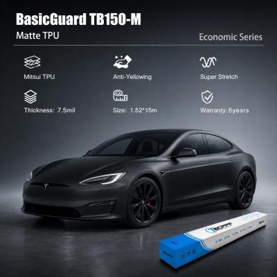 China BasicGuard 7.5mil Matte PPF Paint Protection Film Anti-Stain Self-Healing Vehicle Wrap for sale