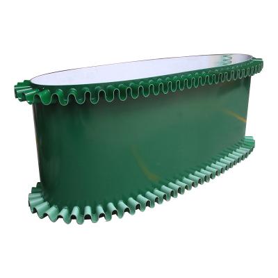 China Food Grade PVC Conveyor Belt Green Chevron Sidewall Diamond Edge Seal 2mm Thickness for sale