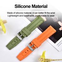 China Soft 22mm Silicone Rubber Watch Strap Stainless Steel Buckle For Sports for sale