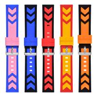 China Unique 22mm Double Color Silicone Watch Strap With Quick Release Spring Bar for sale
