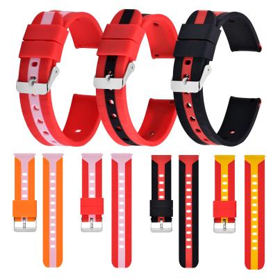 China Double Color Customize Silicone Rubber Watch Strap Bands 20mm Fashion for sale