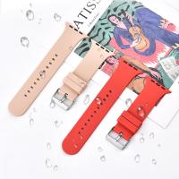 China Fashion Red Color Soft Silicone Watch Band For Apple Watch 38/40mm 42/44mm for sale