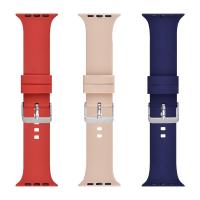 China Fashion Red Color Soft Silicone Watch Band For Apple Watch 38/40mm 42/44mm for sale