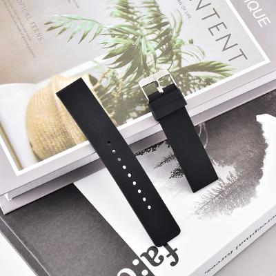 China Fashion 20mm Black Silicone Watch Strap With Stainless Steel 201L Buckle for sale