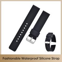 China Fashion 20mm Black Silicone Watch Strap With Stainless Steel 201L Buckle for sale