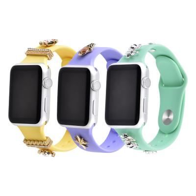 China 100% Pure Natural Solid Silicone Watch Band For Apple Series 40mm 44mm for sale