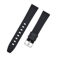 China Custom Black Soft Silicone Watch Strap 18mm With Stainless Steel Buckle Fashionable for sale