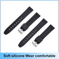 China Custom Black Soft Silicone Watch Strap 18mm With Stainless Steel Buckle Fashionable for sale