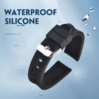 China Custom Black Soft Silicone Watch Strap 18mm With Stainless Steel Buckle Fashionable for sale