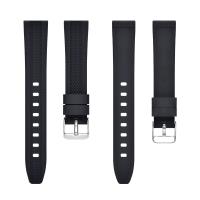 China Custom Black Soft Silicone Watch Strap 18mm With Stainless Steel Buckle Fashionable for sale