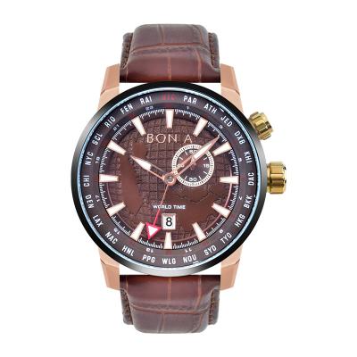 China 304L Stainless Steel Luxury Leather Watch 5ATM Water Resistant For Men for sale